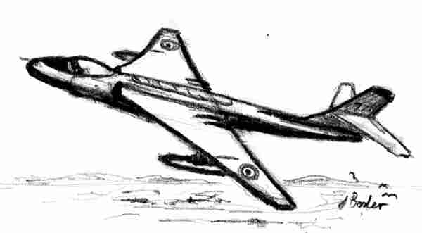 Sketch of a Vickers Valiant Bomber Aircraft.